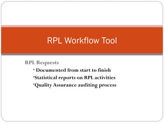 RPL Workflow Tool | PPT