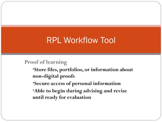 RPL Workflow Tool | PPT