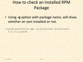 RPM (Red Hat Package Manager) | PPTX