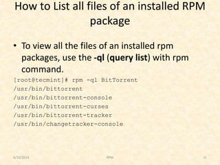 RPM (Red Hat Package Manager) | PPTX