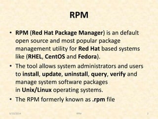 RPM (Red Hat Package Manager) | PPTX