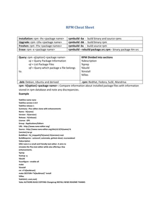 Rpm cheatbook | PDF