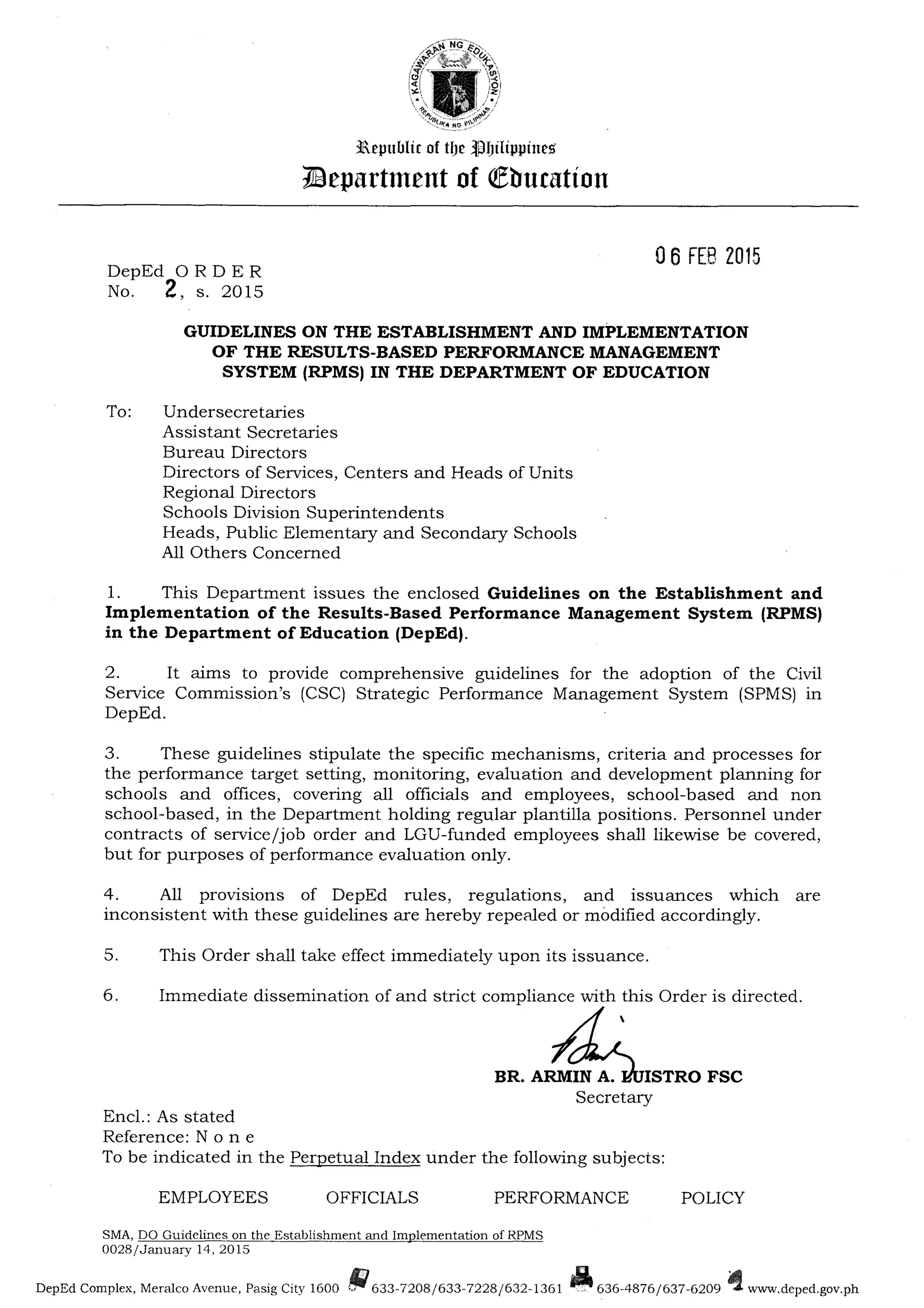 Policies and Guidelines on the Implementation of Results-Based ...