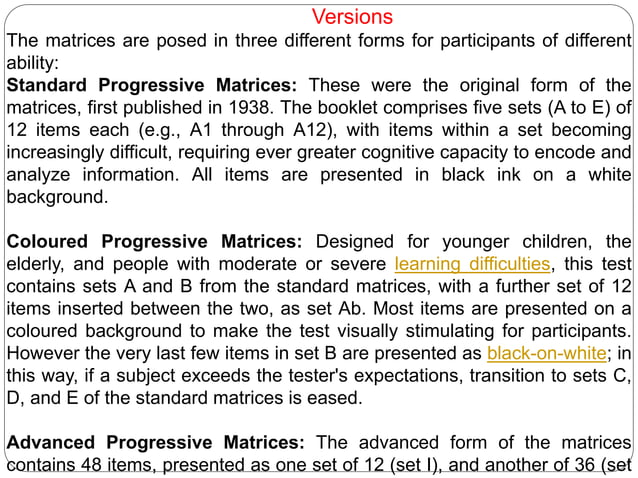 Ravens progressive matrices test | PPTX