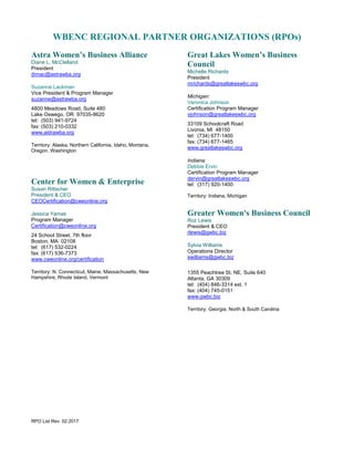 WBENC Regional Partner Organizations (RPOs) | PDF