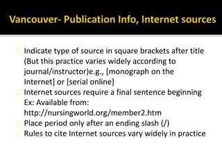 vancouver style of referencing | PPTX