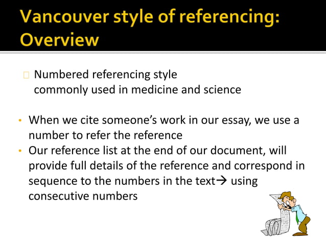 vancouver style of referencing
