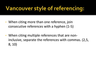 vancouver style of referencing | PPTX