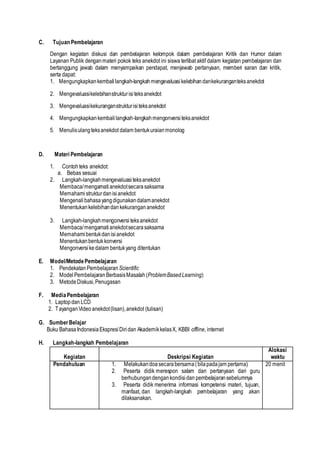 Contoh RPP Bahasa Indonesia K13 - 2 | PDF