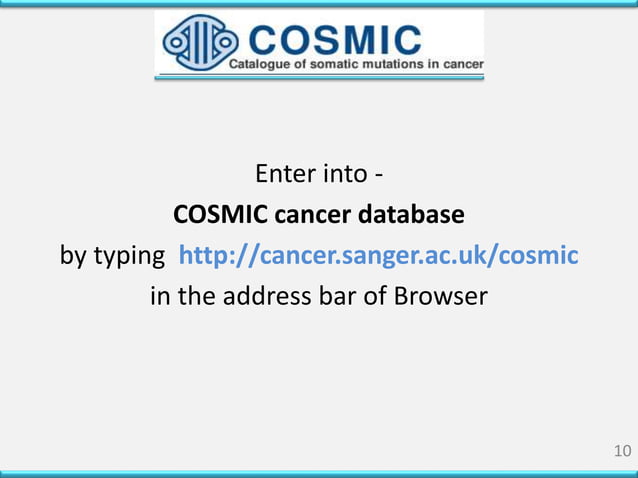 Cancer genome databases & Ecological databases | PPT