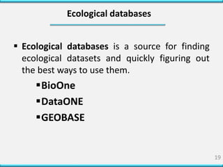 Cancer genome databases & Ecological databases | PPTX
