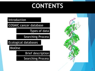 Cancer genome databases & Ecological databases | PPT