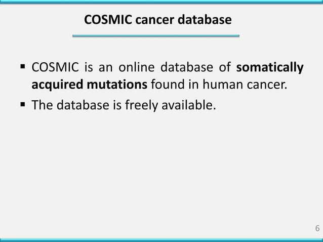 Cancer genome databases & Ecological databases | PPT