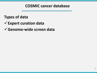 Cancer genome databases & Ecological databases | PPT