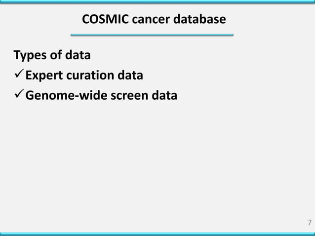 Cancer genome databases & Ecological databases | PPT