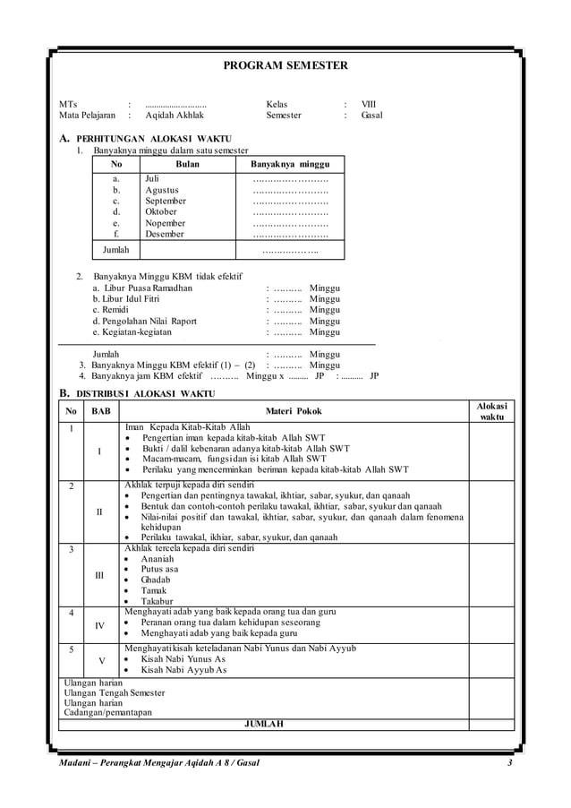 Rpp Aqidah Akhlak kelas 8 | DOCX
