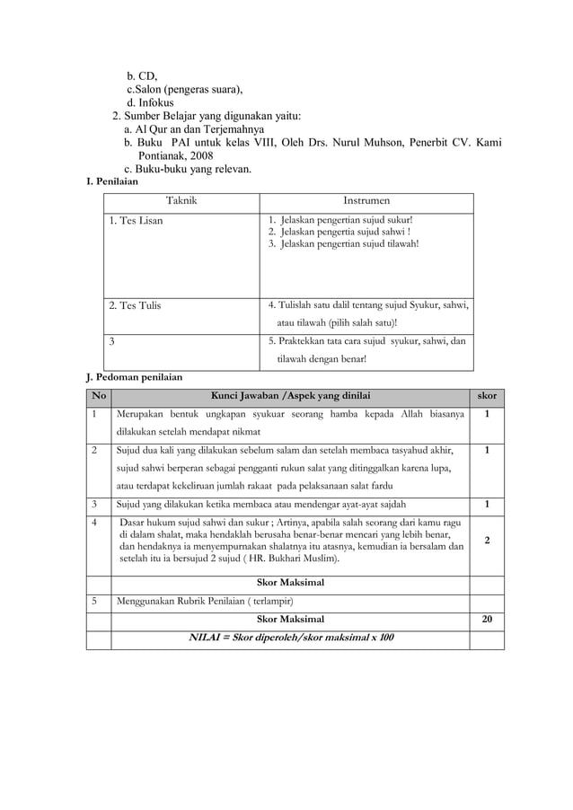 RPP Kelas 8 Semester Ganjil | PDF