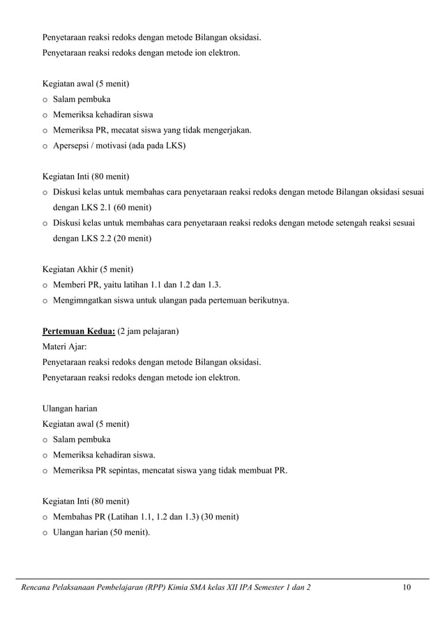 RPP KIMIA KELAS XII tentang kimia unsur,,, | PDF
