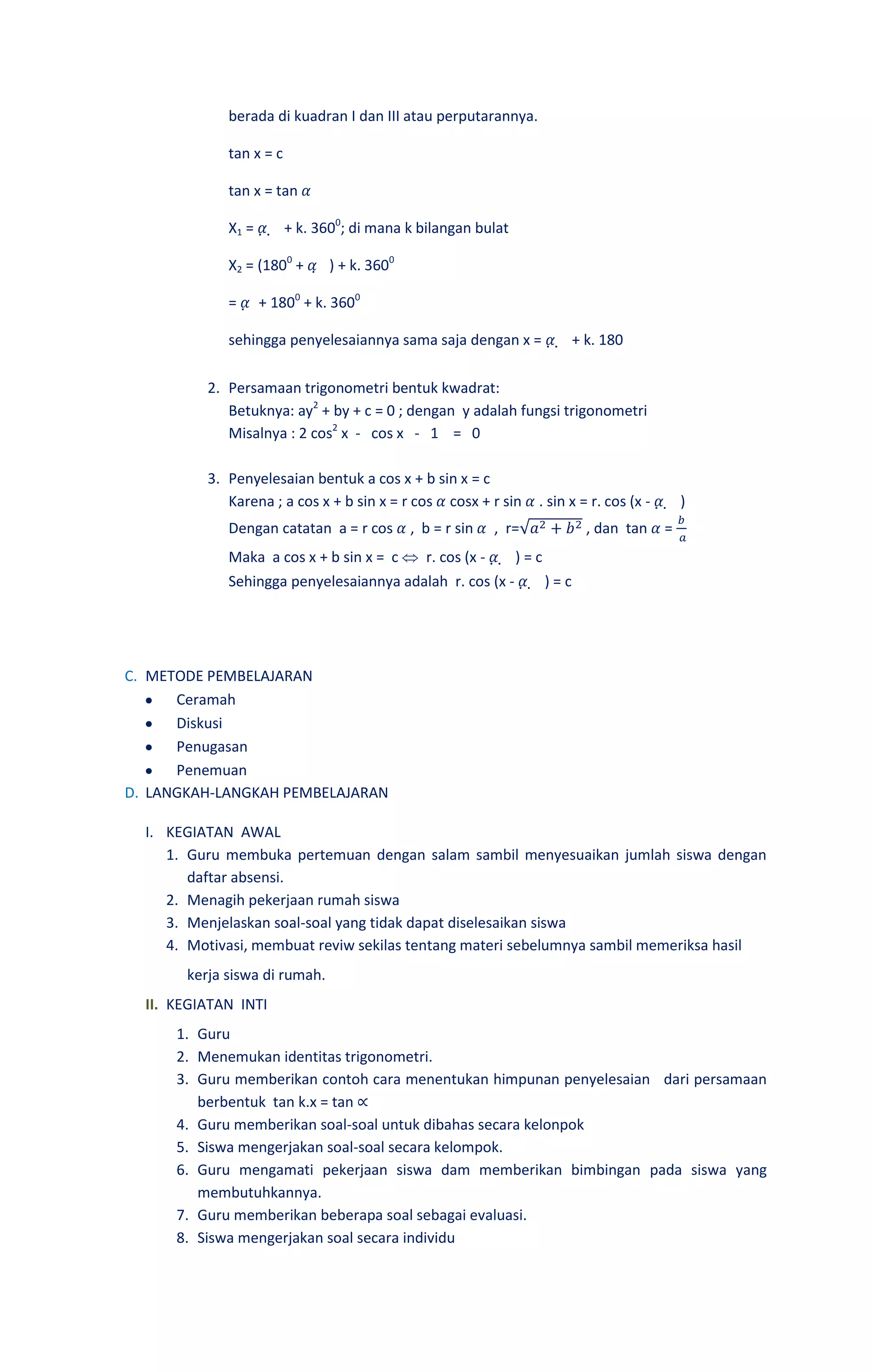 Rpp. 7.6 persamaan trigono | PDF