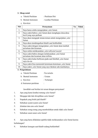 rpp tentang sholat jumat bagi umat muslim | DOCX