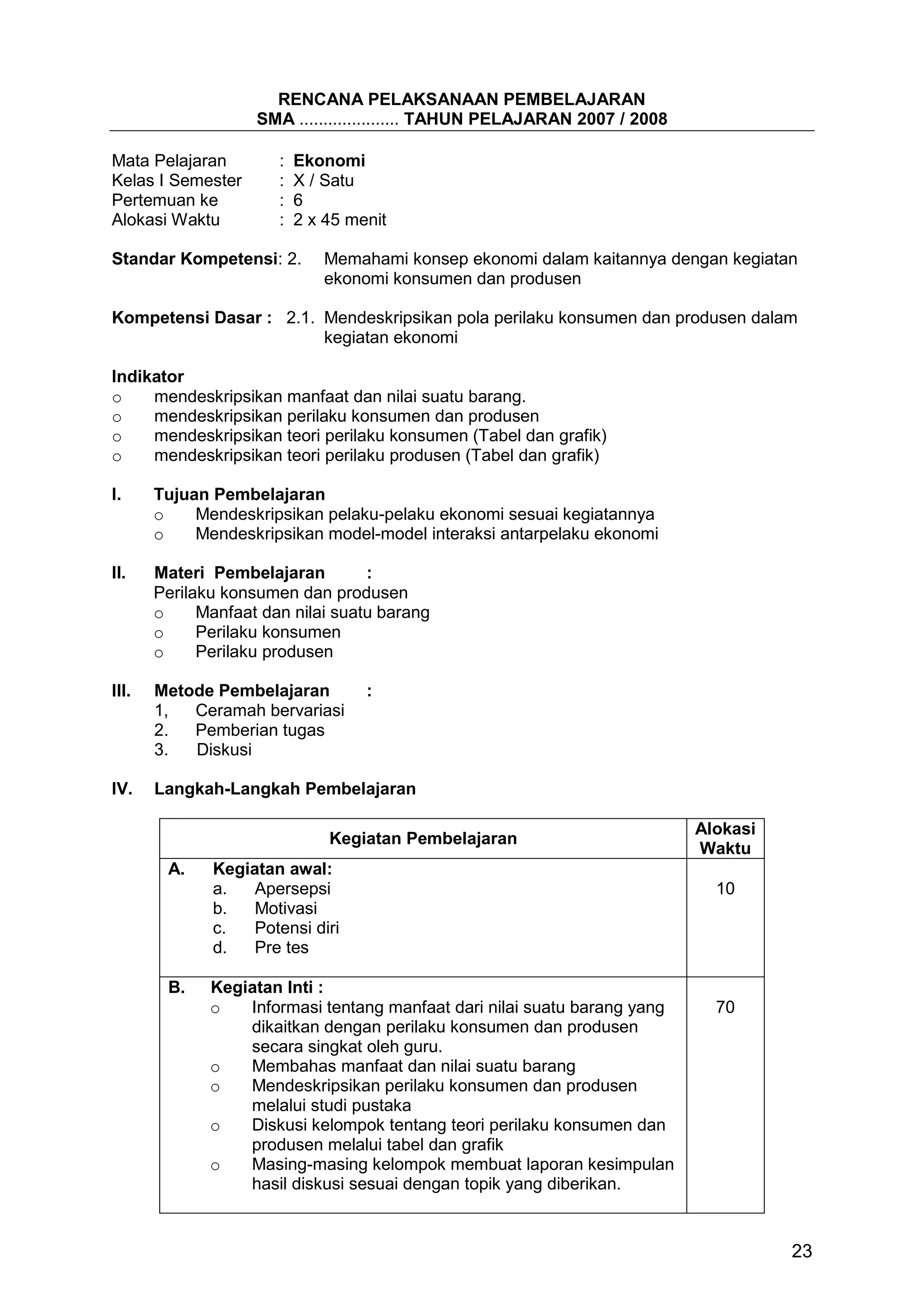 Rpp ekonomi-kls-x | DOC