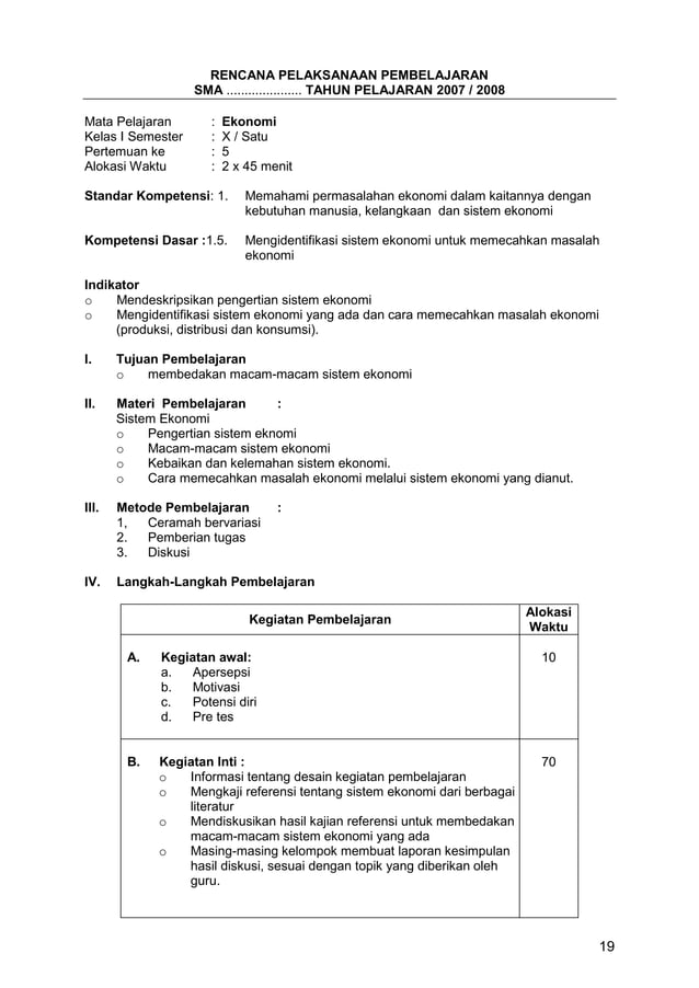 Rpp ekonomi-kls-x | DOC
