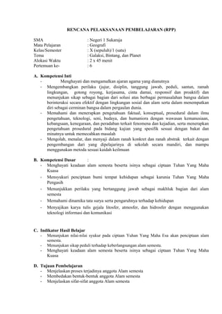 Rpp geo-kur-2013-kelas-x | PDF