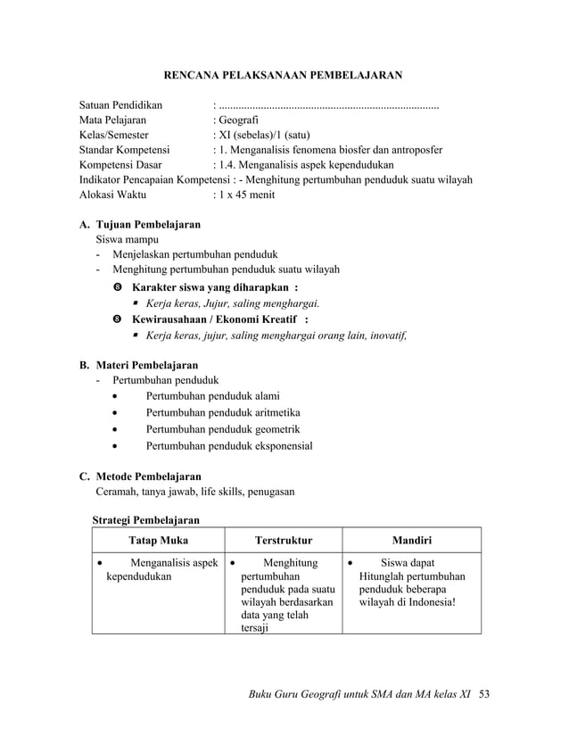Rpp geografi-kelas-xi-smt-1 | DOC