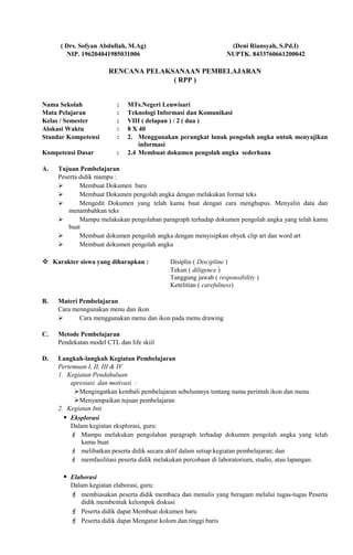 Rpp tik-berkarakter-kelas-8-sem-21 | PDF