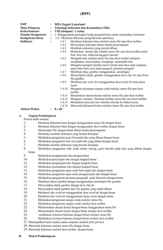 Rpp tik-berkarakter-kelas-8-sem-i1 | DOC