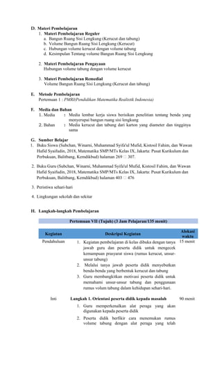RPP - Volume Bangun Ruang Sisi Lengkung | DOC