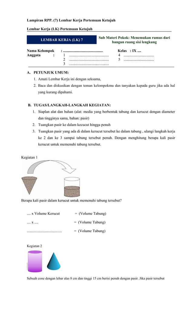 RPP - Volume Bangun Ruang Sisi Lengkung | DOC