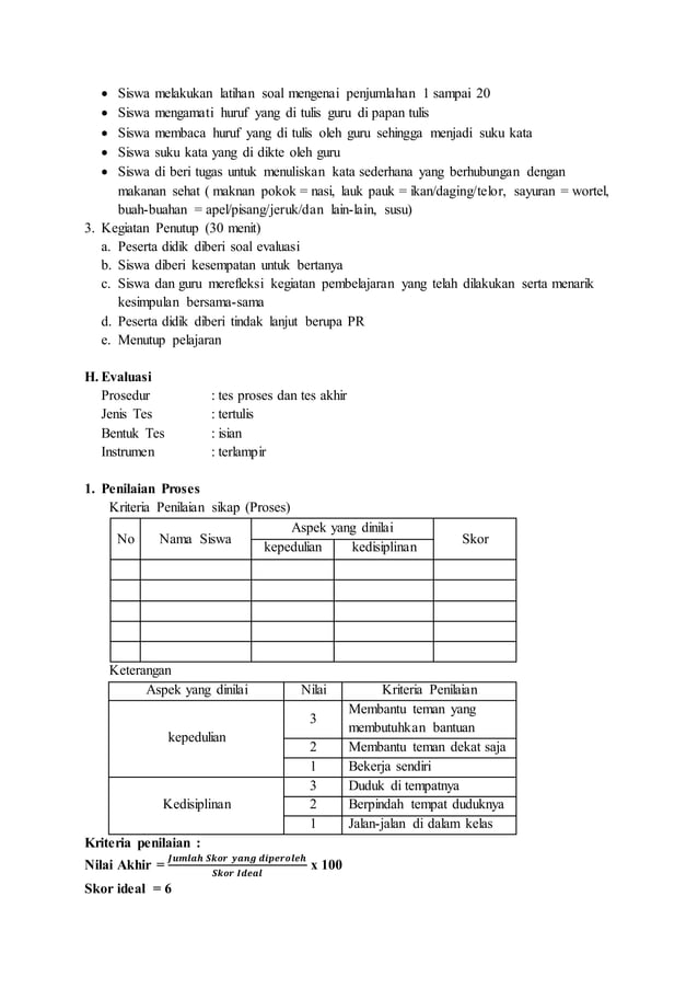 RPP tematik Kelas I Sekolah Dasar (cecep hendra) | PDF