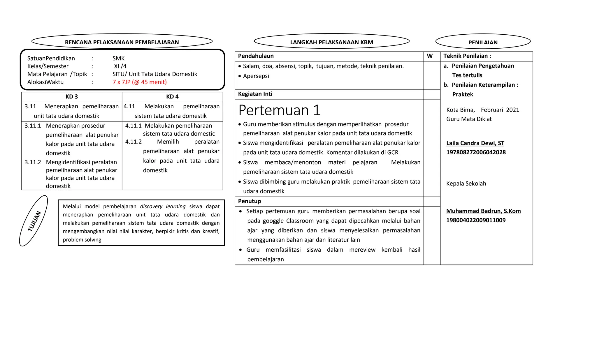 RPP 11 SITU sistem instalasi tata udara ix | DOCX
