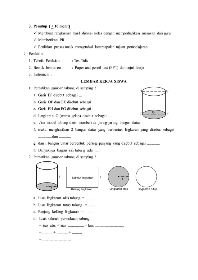 Rpp 1 bangun ruang sisi lengkung | PDF