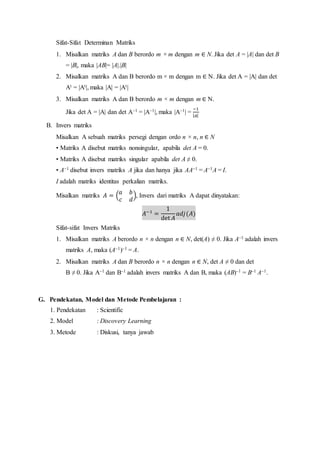 Rpp 2 dererminan dan invers matriks | DOCX