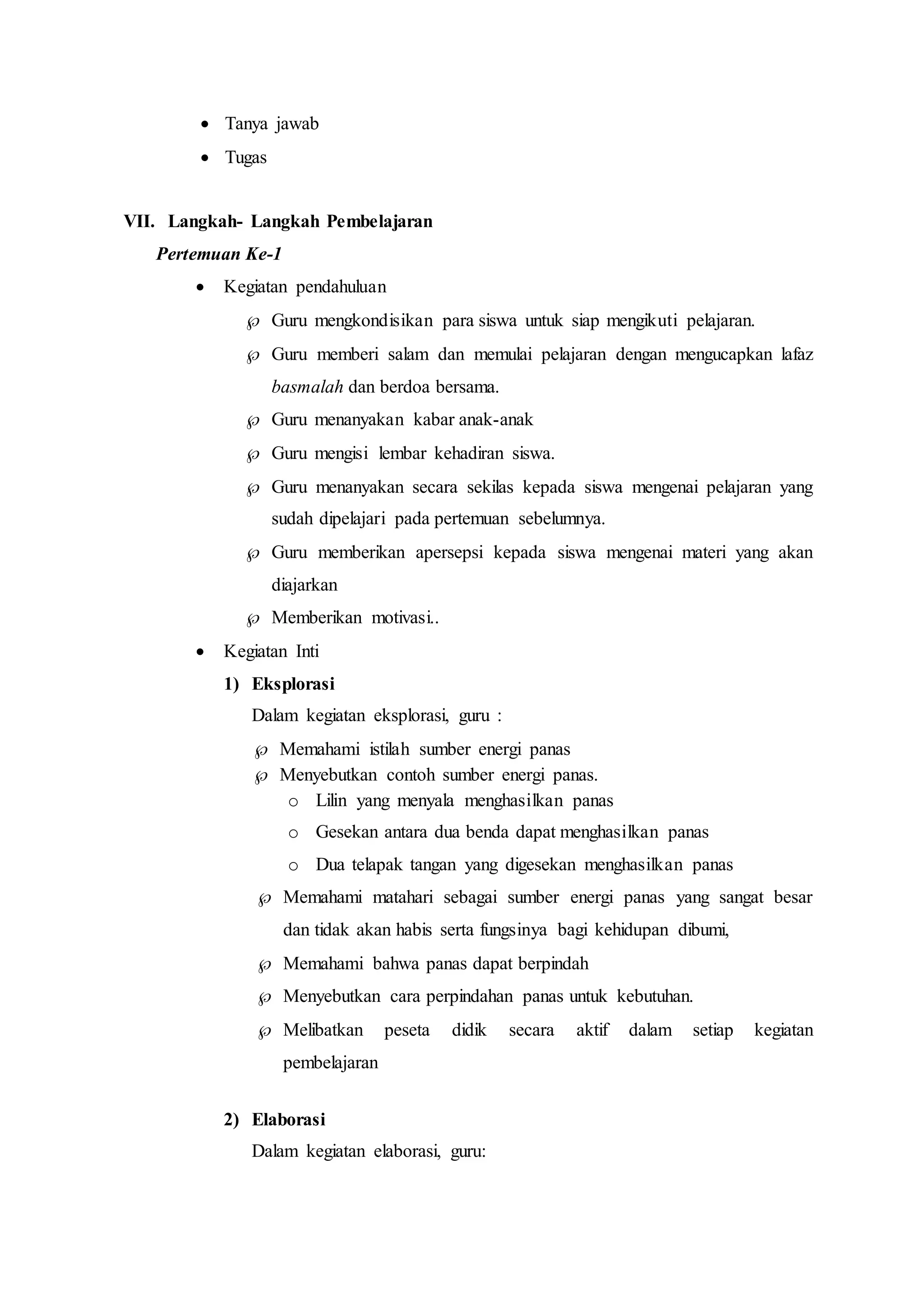 Contoh RPP MATA PELAJARAN IPA KELAS IV SD | PDF