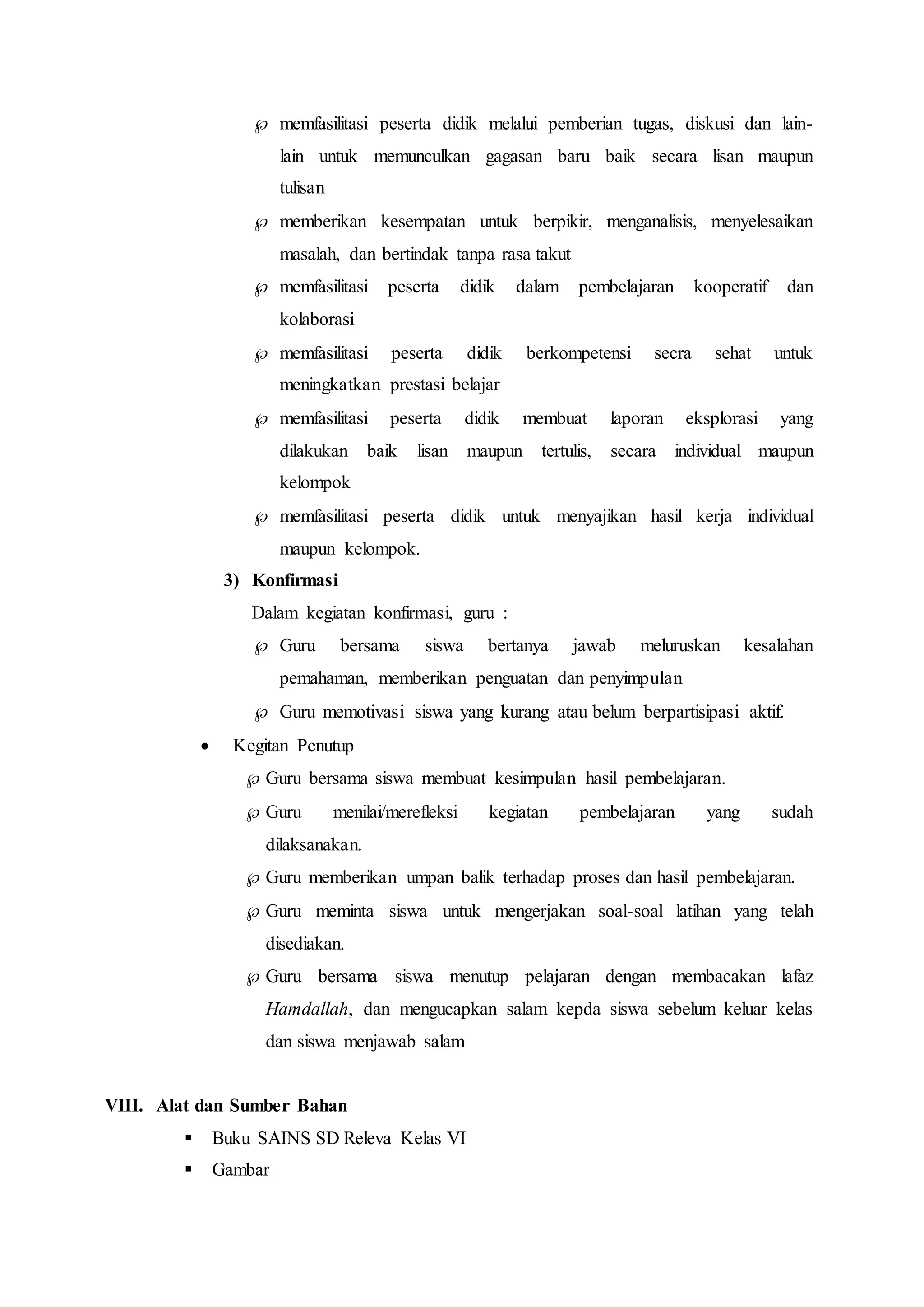 Contoh RPP MATA PELAJARAN IPA KELAS IV SD | PDF