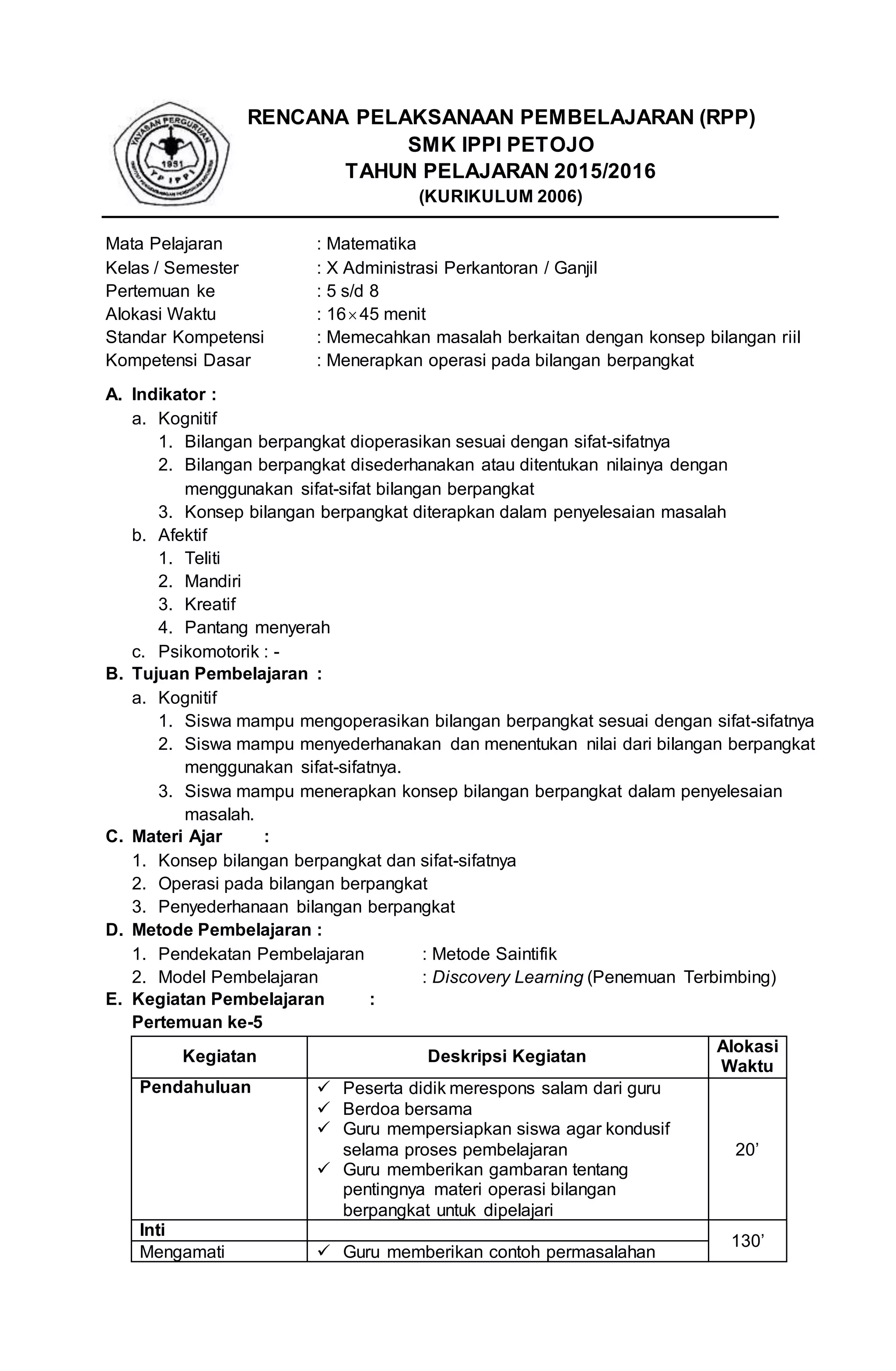 Rpp 2 eksponen | PDF