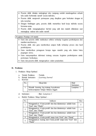 Rpp Bahasa Inggris SMK kelas X teks Narative | DOCX