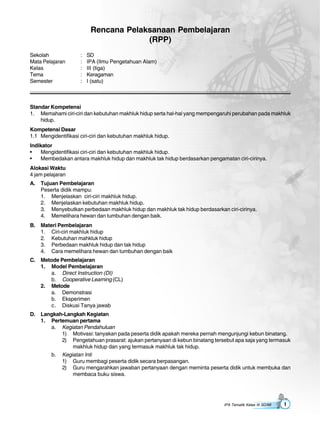 Rpp 3a sd ipa kelas 3 | PDF