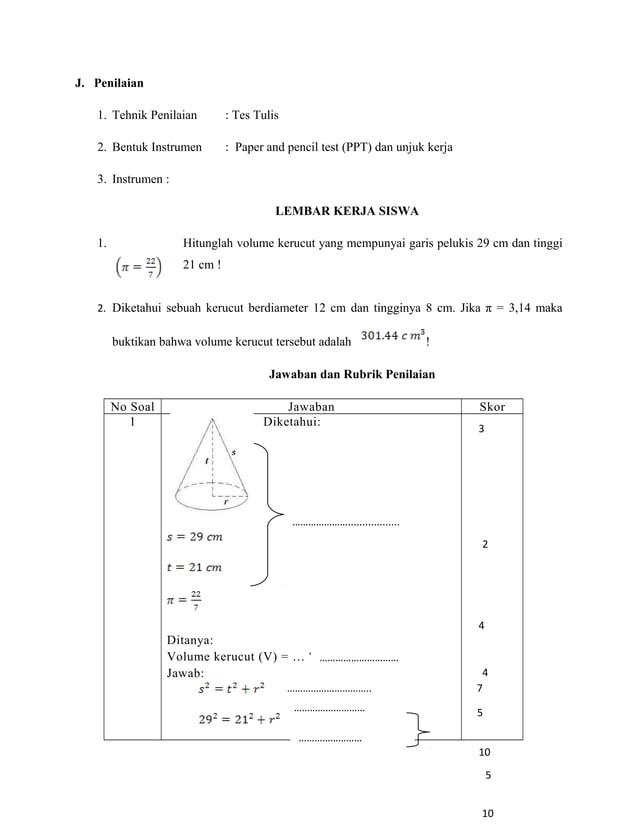 Rpp 3 bangun ruang sisi lengkung | PDF