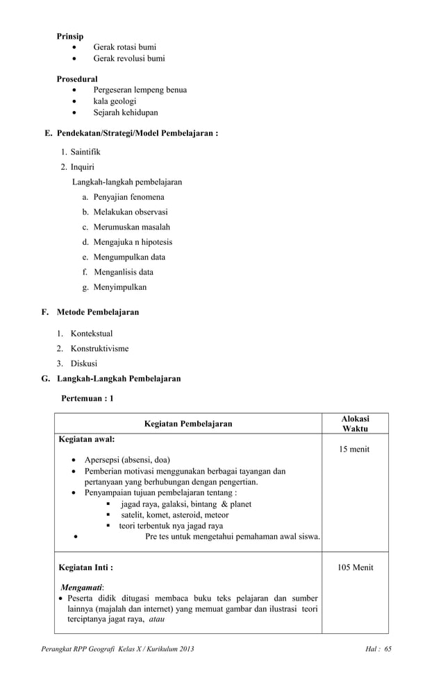 Rpp 3 geo mengenal bumii | PDF