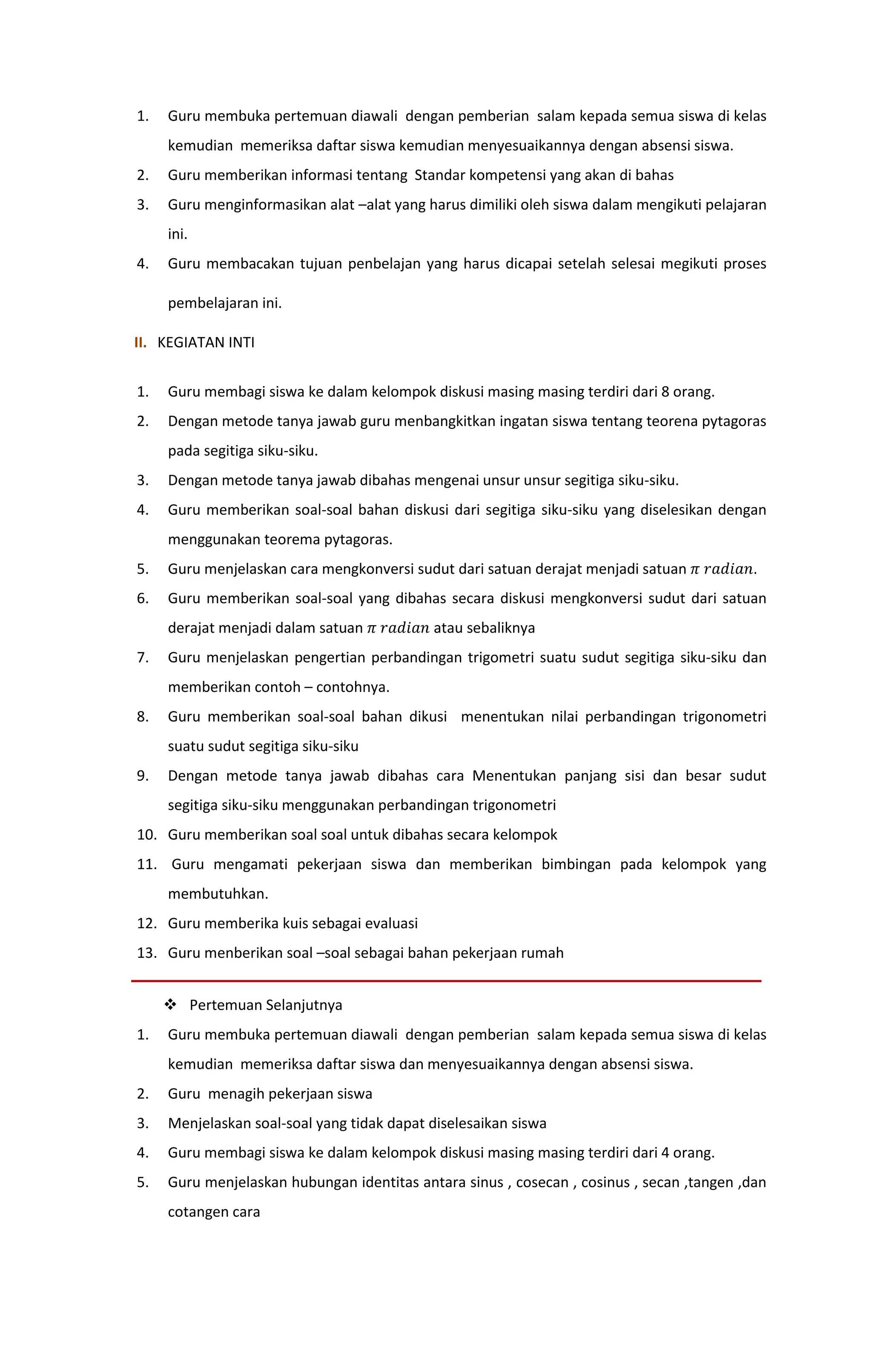 Rpp 7.1 perbandingan trigonometri | DOCX