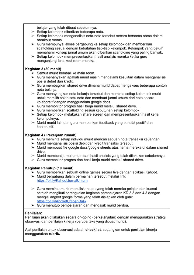 Rpp akuntansi kelas 11 (Diferensiasi Proses) | PDF