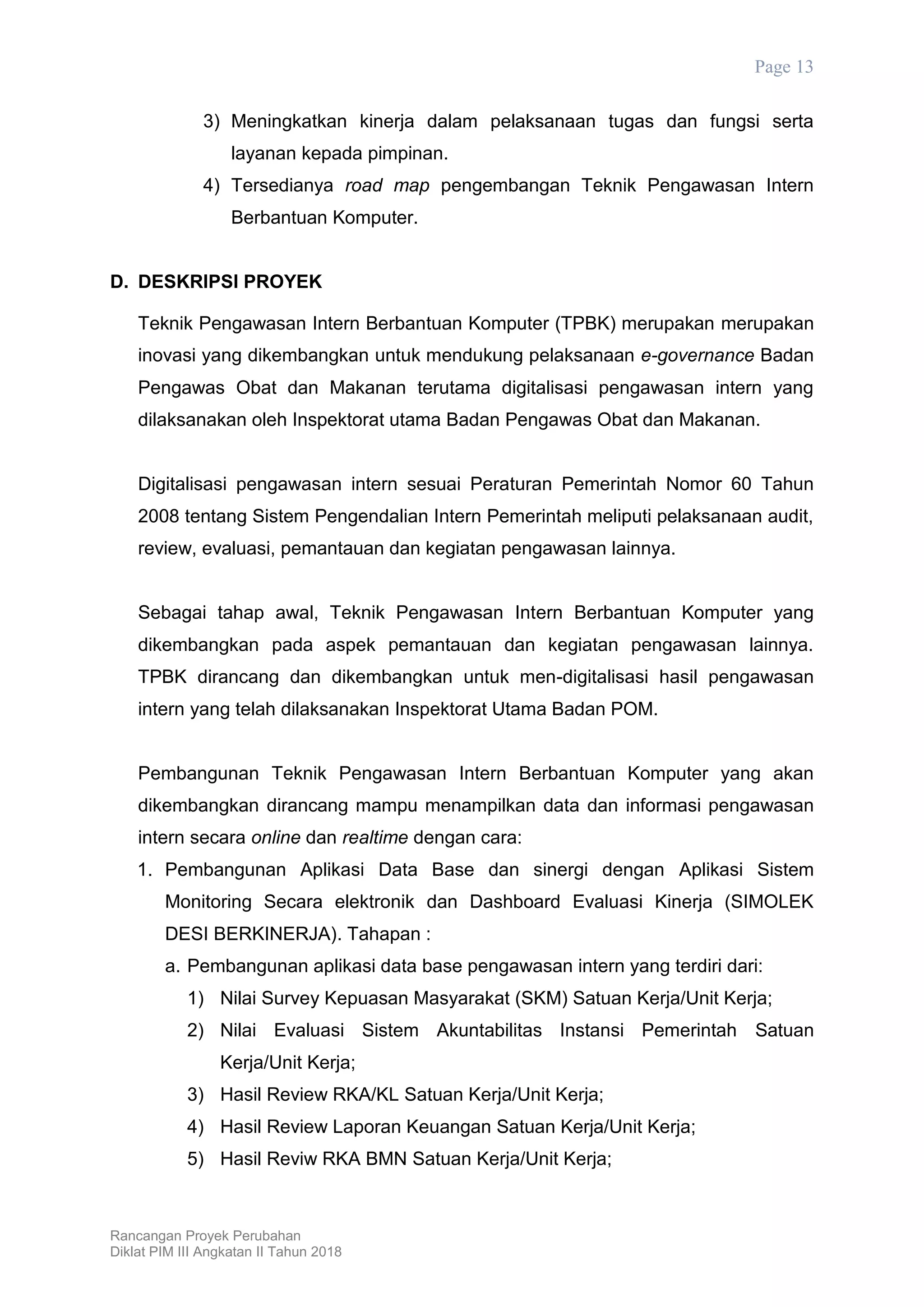 Rancangan Proyek Perubahan Diklat PIM III | PDF