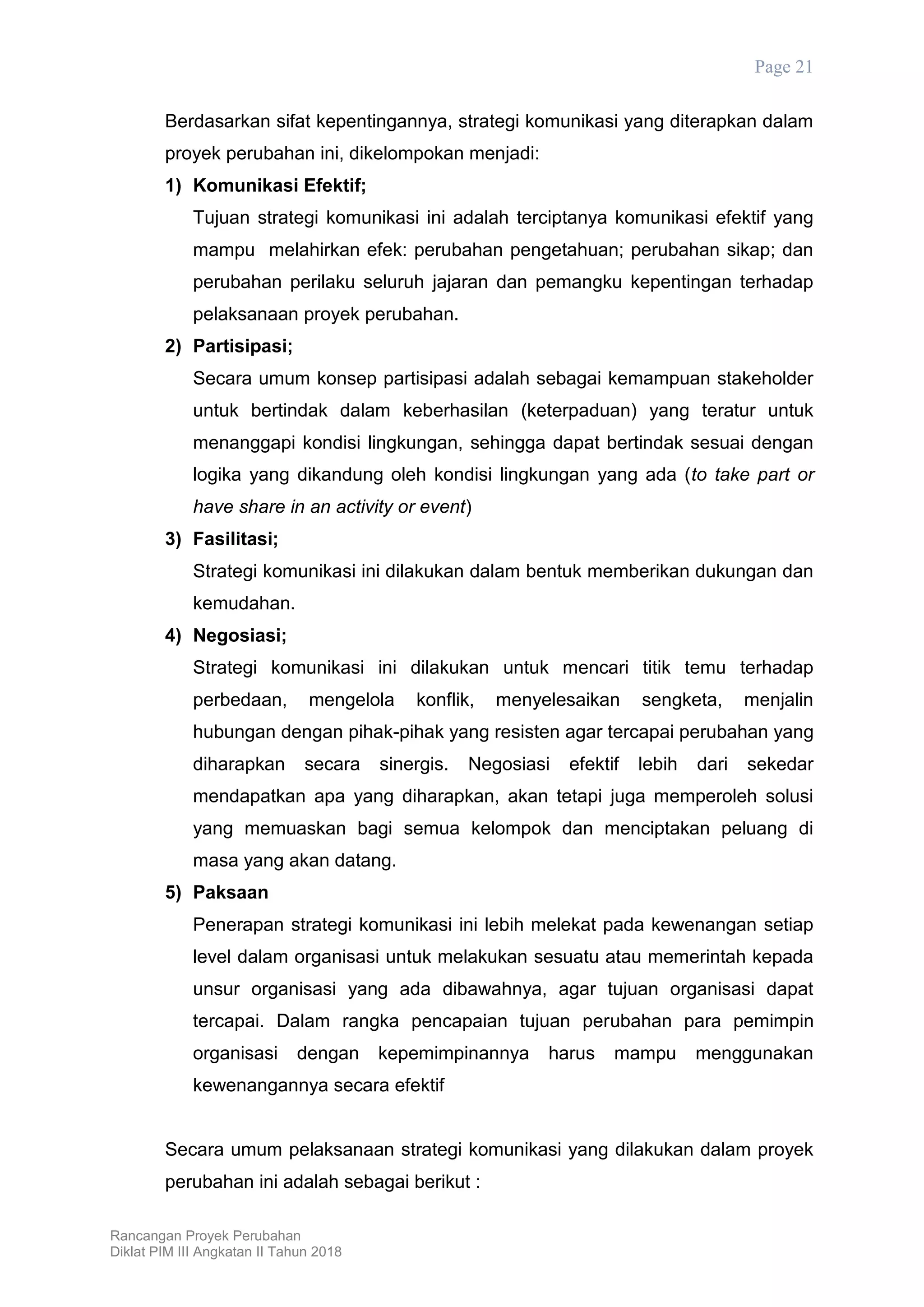 Rancangan Proyek Perubahan Diklat PIM III | PDF