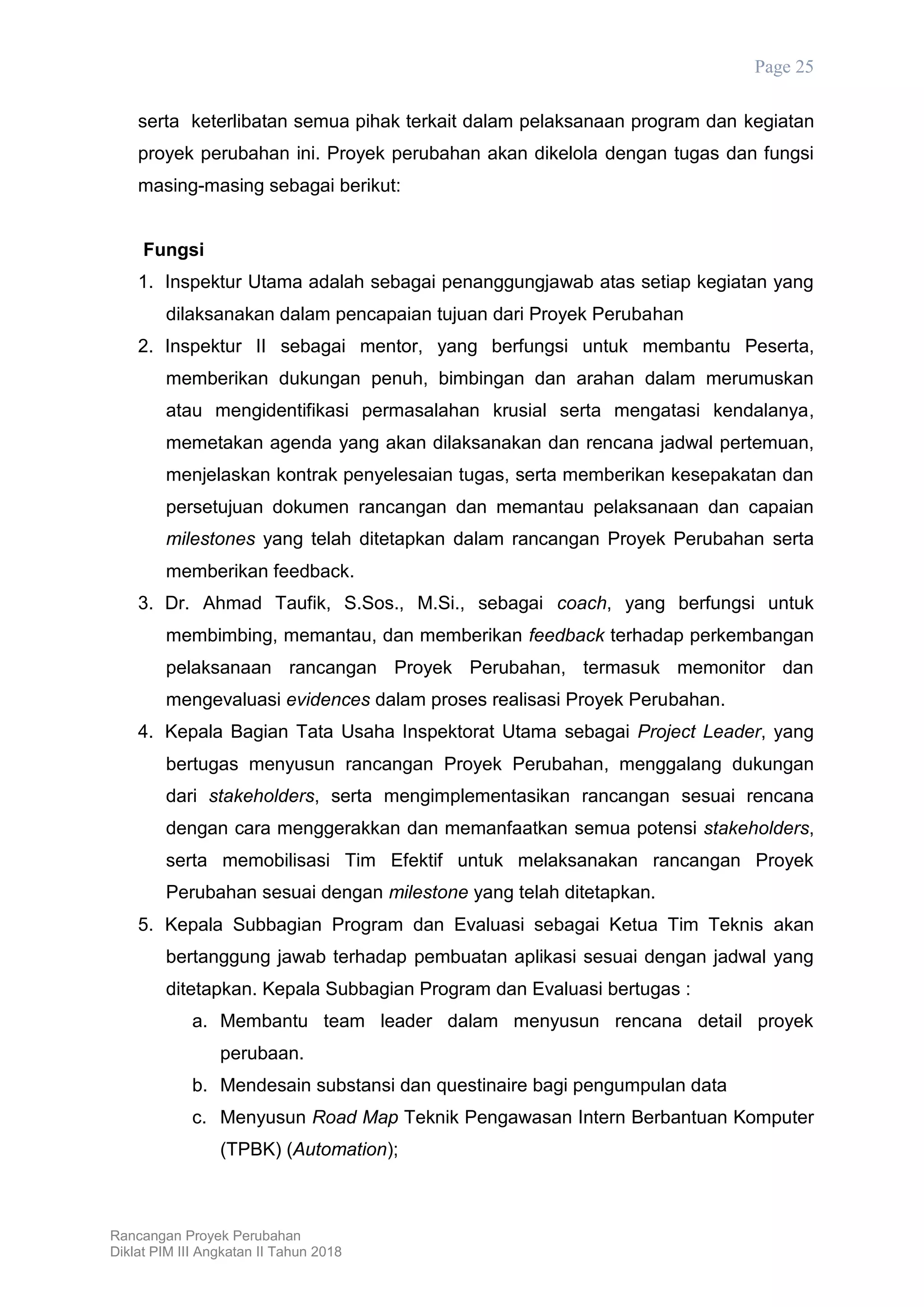 Rancangan Proyek Perubahan Diklat PIM III | PDF