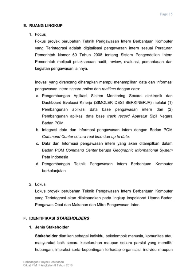 Rancangan Proyek Perubahan Diklat PIM III | PDF