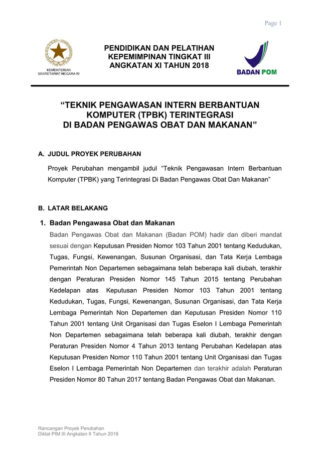 Rancangan Proyek Perubahan Diklat PIM III | PDF